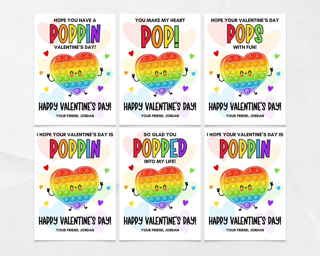 Pop It Valentine's Day Cards, Printable Valentine's for Kids, Kids ...