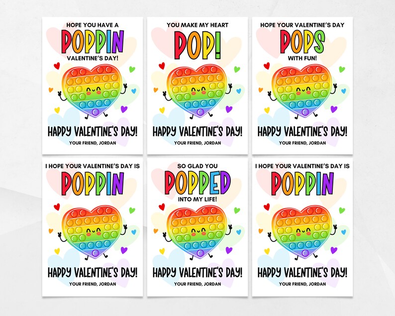 Pop It Valentine's Day Cards, Printable Valentine's for Kids, Kids ...
