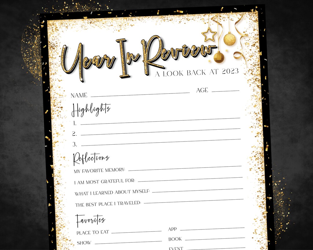 Year in Review Printable, Time Capsule, New Years Eve Recap, Self ...