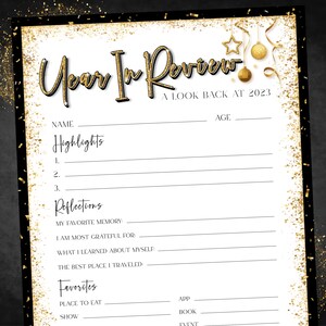Year in Review Printable, Time Capsule, New Years Eve Recap, Self ...