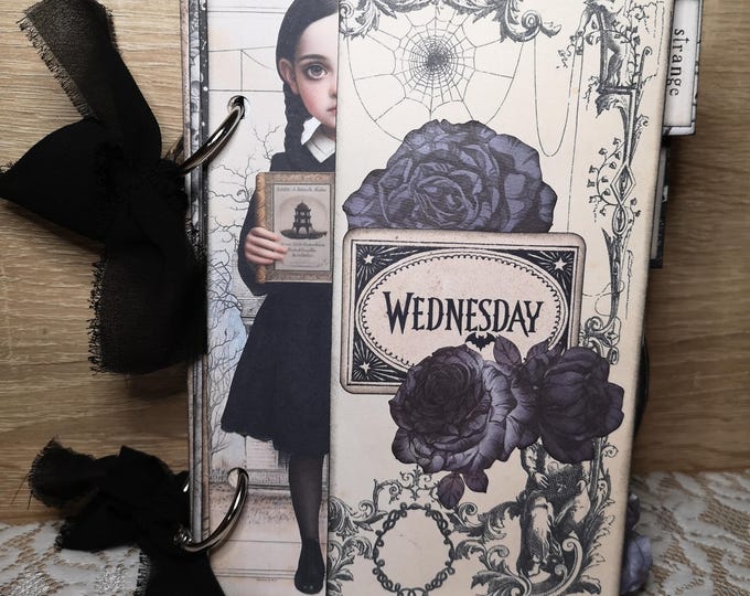 Handmade Junk Journal, Wednesday Adams Journal, Gift for Her - Etsy