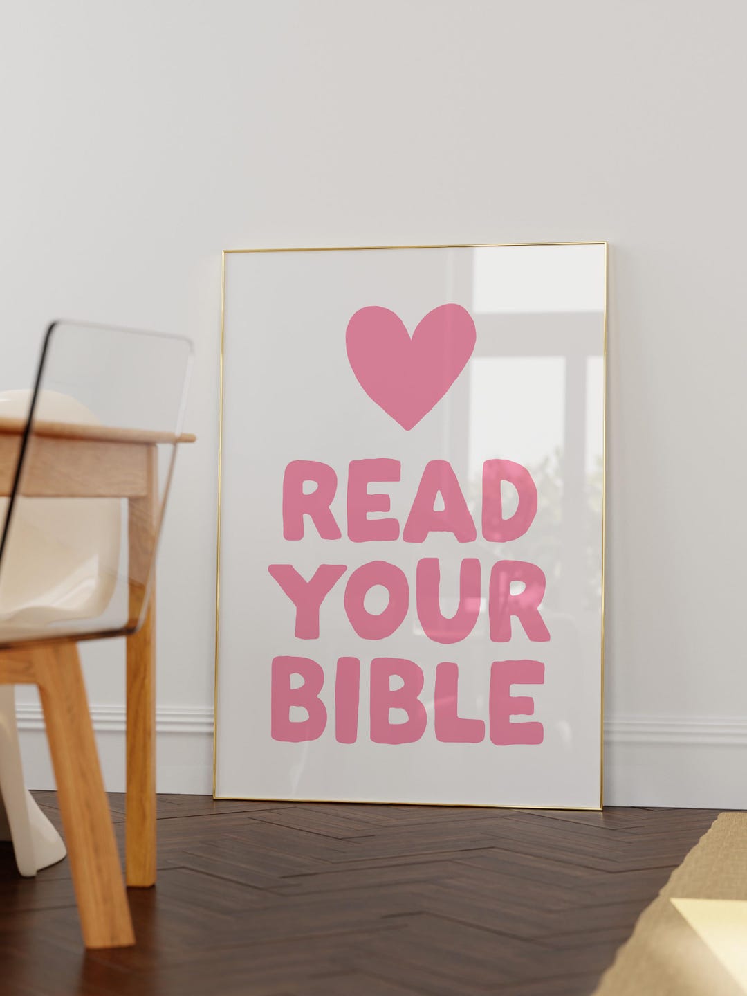 Pink Read Your Bible Wall Art, Printable Pink Christian Print, Cute ...