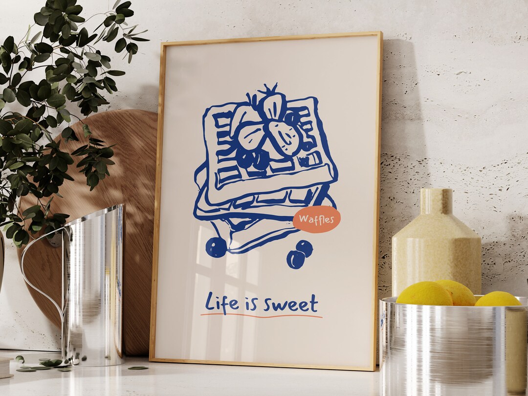 Waffles Wall Art, Printable Breakfast Food Art Print, Kitchen Quote ...