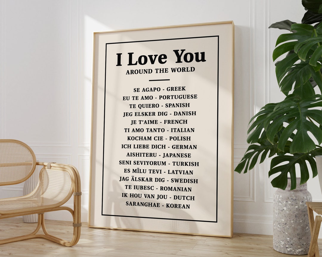 I Love You in Different Languages Printable Wall Art, Love Quote Art ...