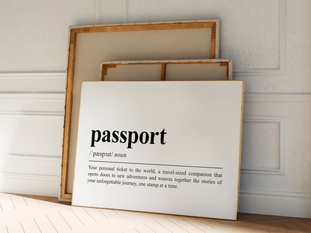 Passport Definition Wall Art, Printable Travel Quote Art Print, Travel ...