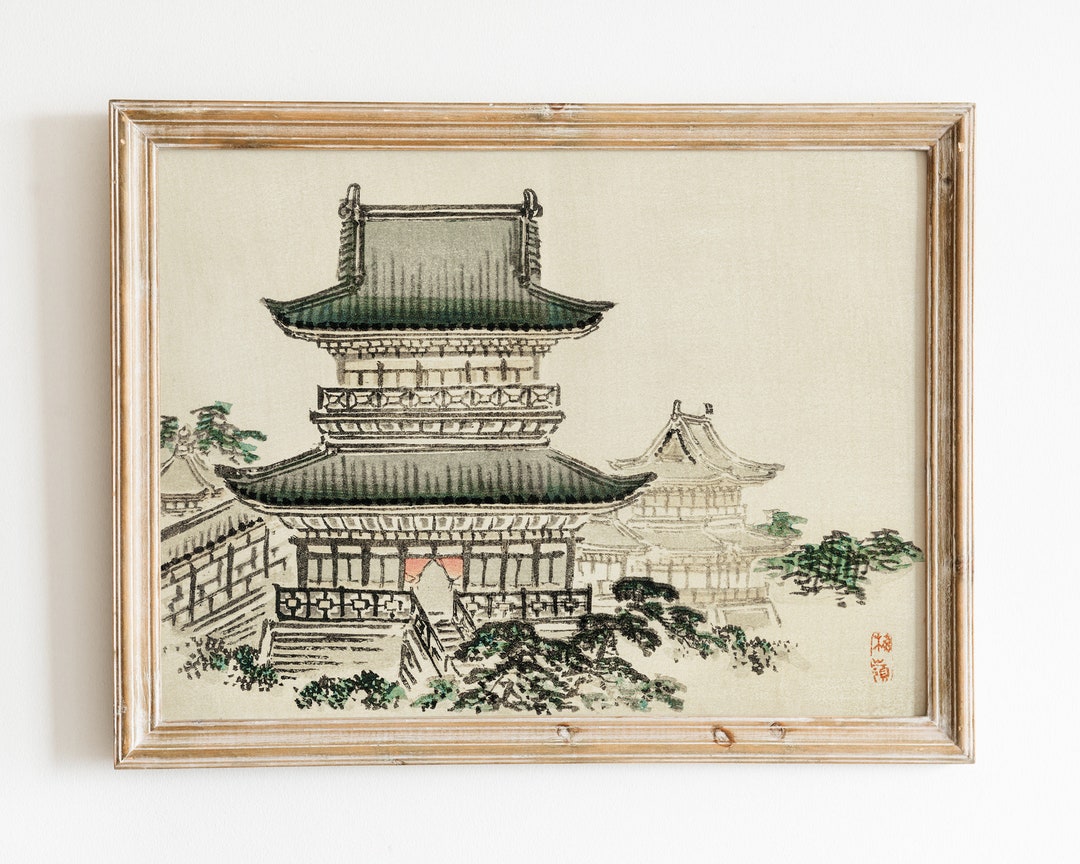 Japanese Temple Painting Printable Vintage Asian Traditional - Etsy