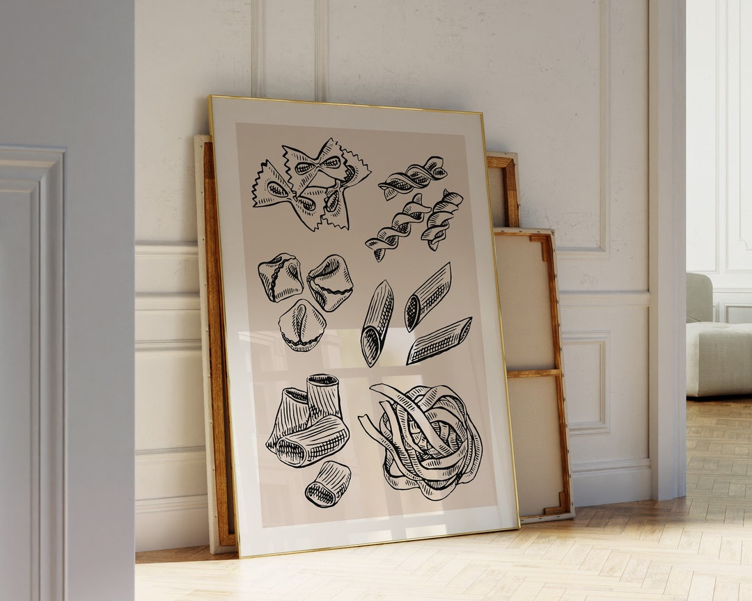 Pasta Guide Art Print, Printable Pasta Types Print, Pasta Lover Poster ...