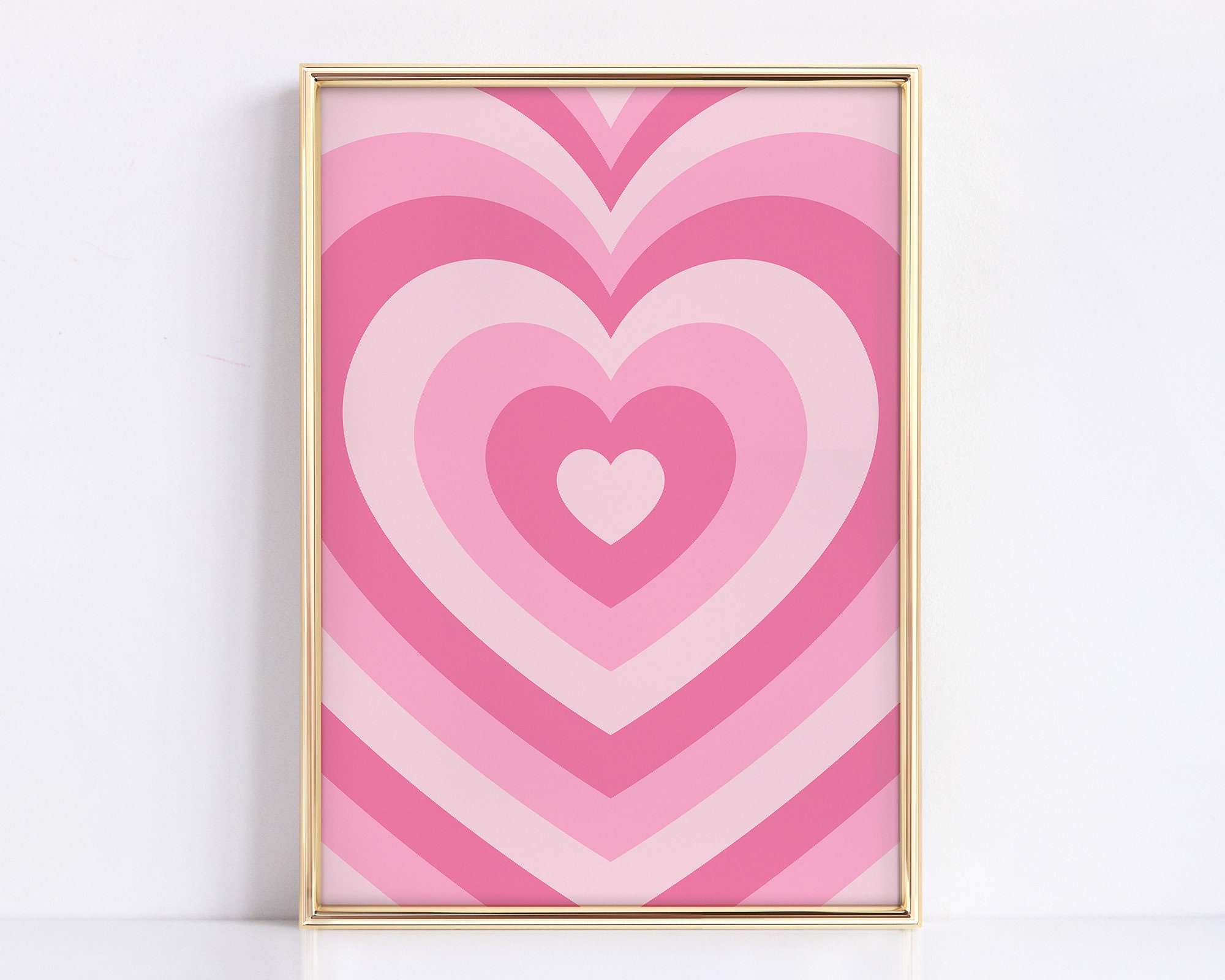 Retro Heart Wall Art Printable Trendy Pink Heart Wall Decor - Etsy