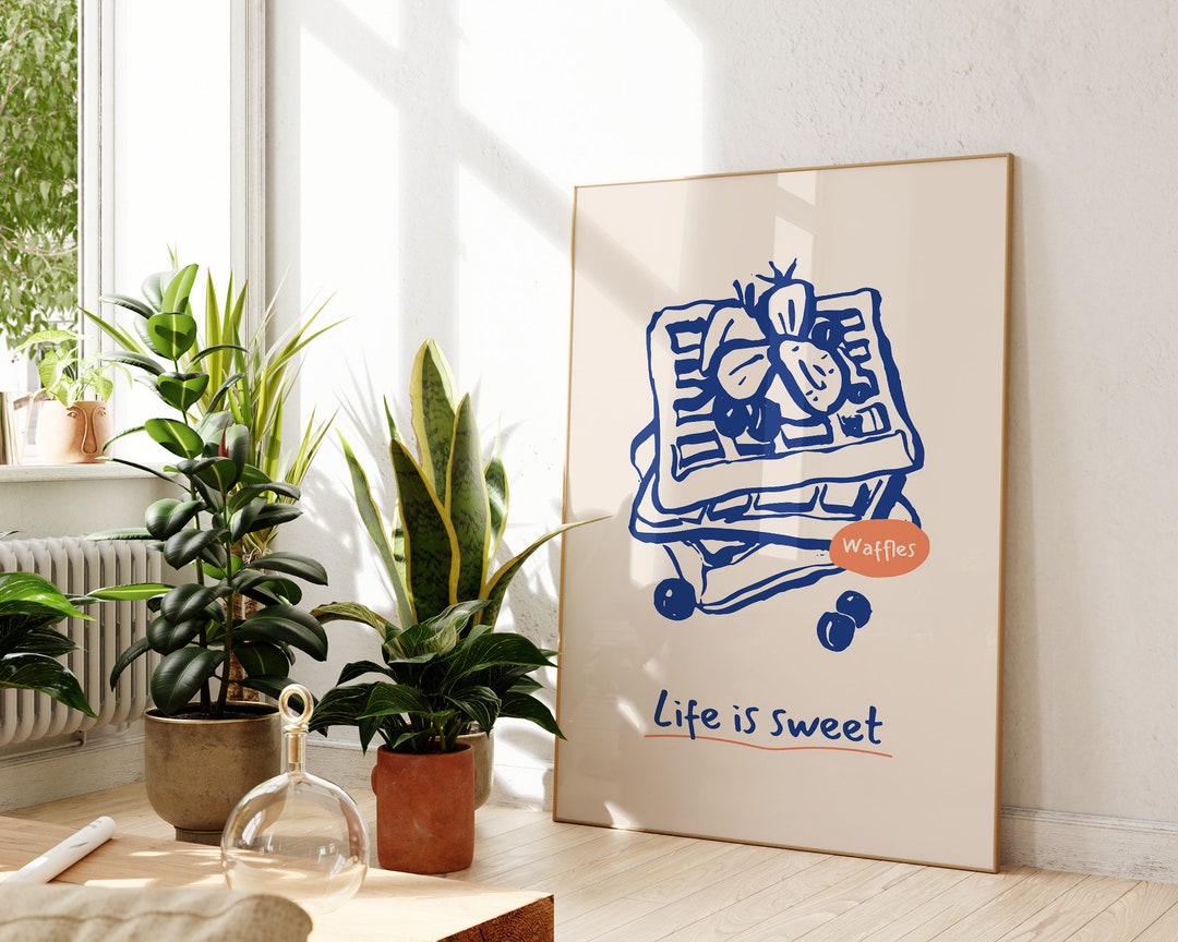 Waffles Wall Art, Printable Breakfast Food Art Print, Kitchen Quote ...