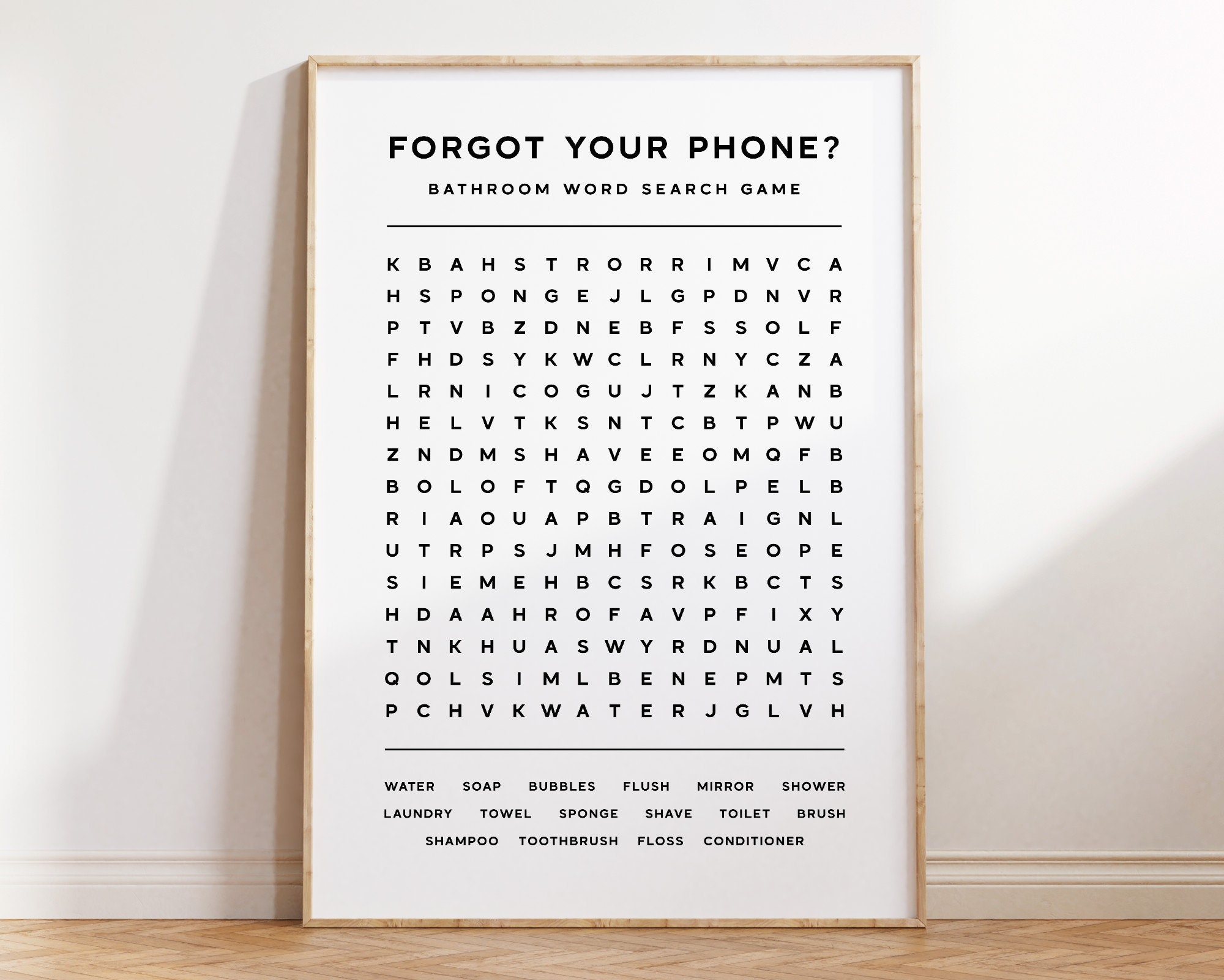 Bathroom Word Search Wall Art Printable Forgot Your Phone - Etsy