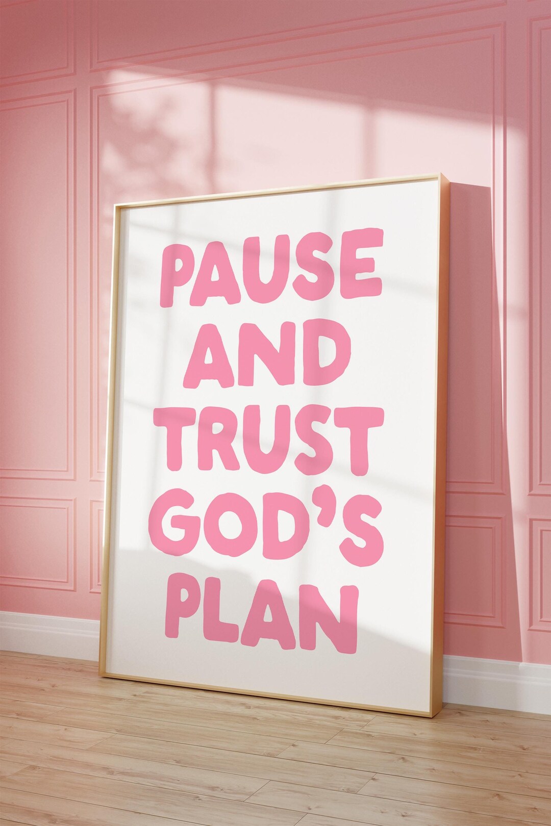 Pink Christian Quote Wall Art, Printable Christian Aesthetic Print ...