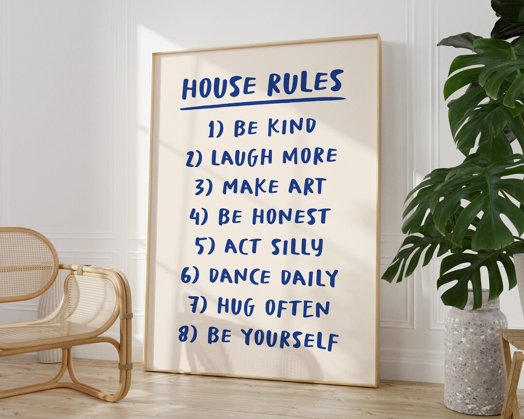 House Rules Wall Art, Printable Kids Room Wall Decor, Playroom Art ...