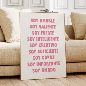 Pink Spanish Affirmations Printable Wall Art, Girls Room Decor ...