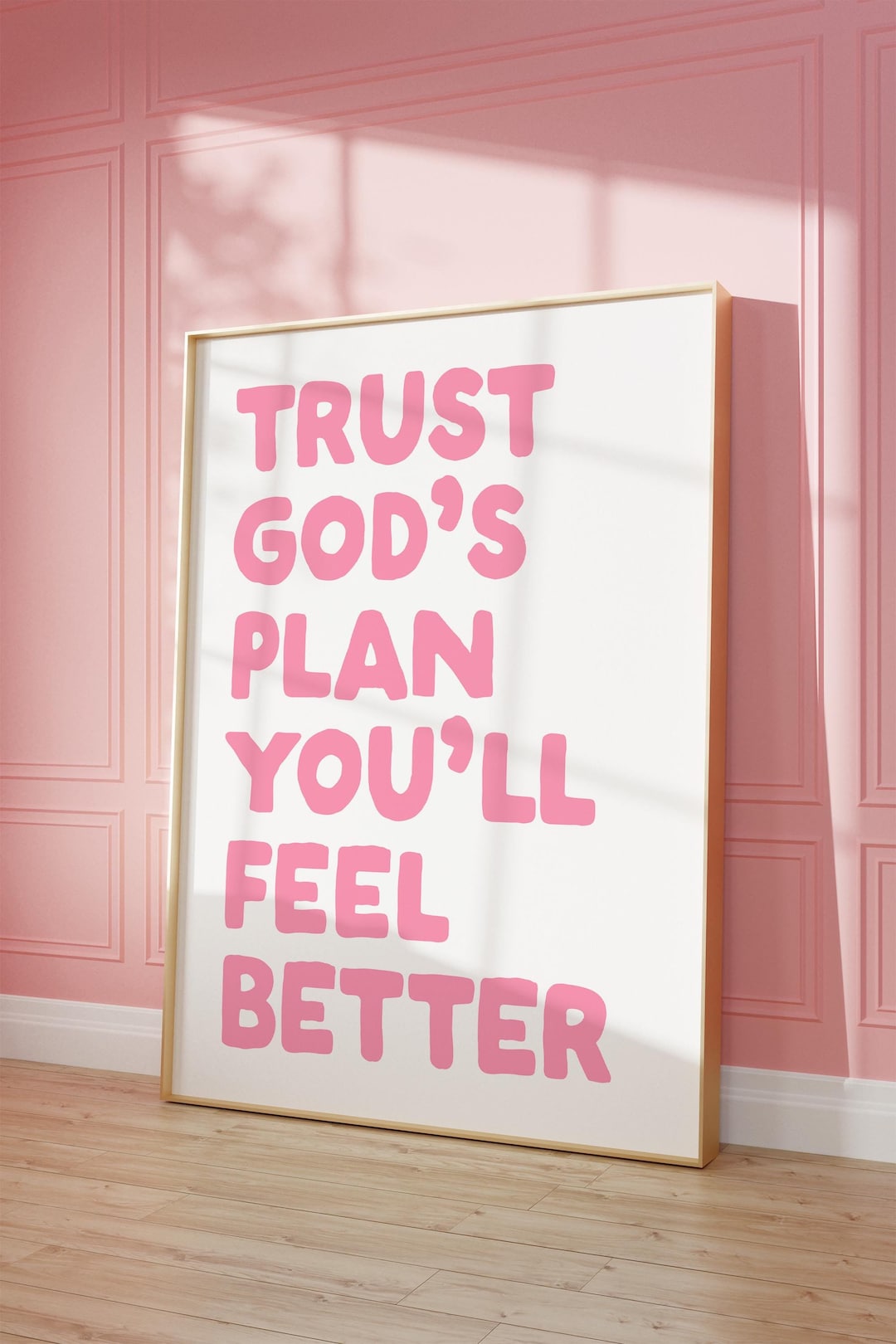 Christian Pink Wall Art, Printable Christian Quote Print, Christian ...