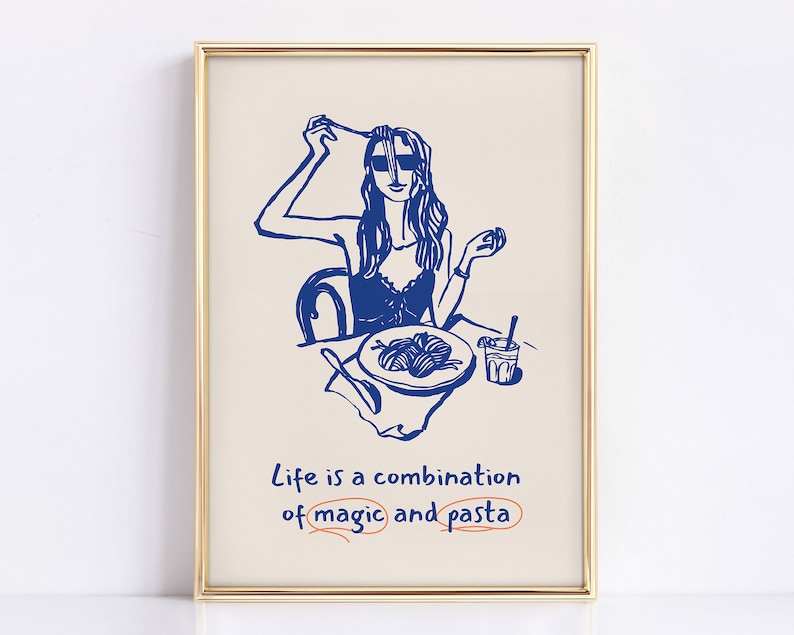 Spaghetti Woman Print Printable Pasta Wall Art Funny Kitchen - Etsy