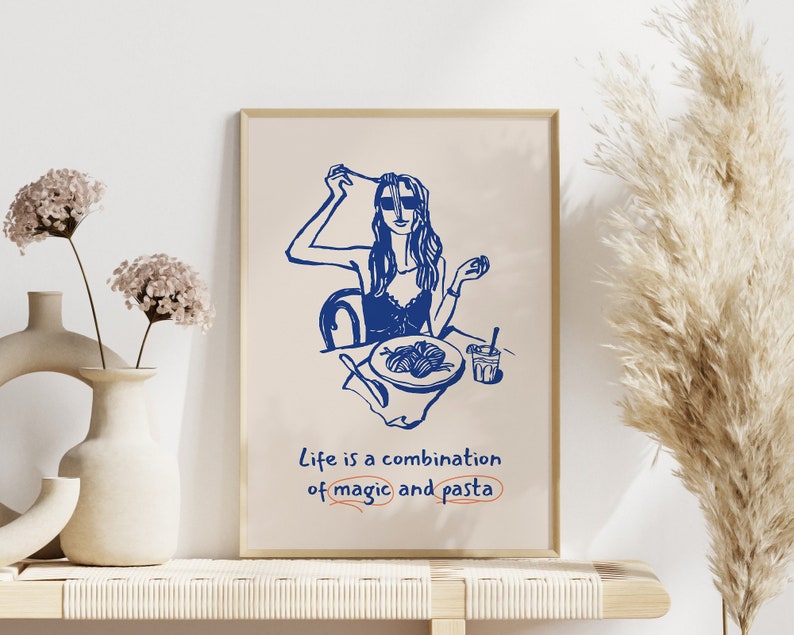 Spaghetti Woman Print Printable Pasta Wall Art Funny Kitchen - Etsy