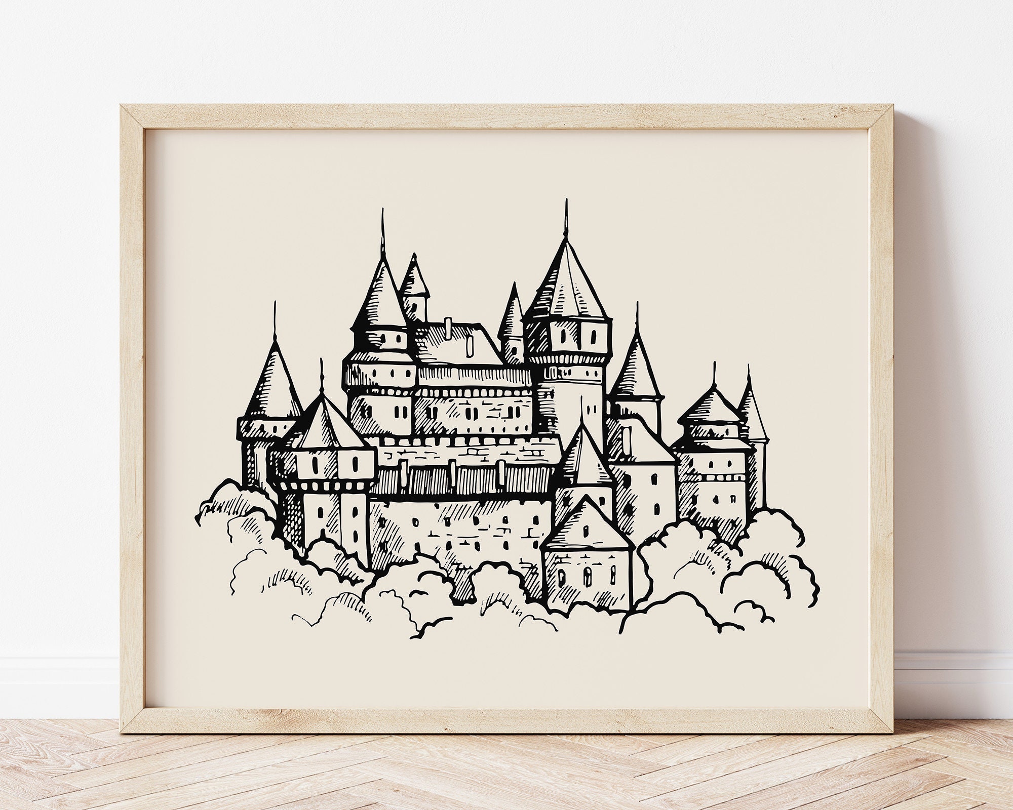 Antique Castle Wall Art Printable Medieval Castle Line Art - Etsy