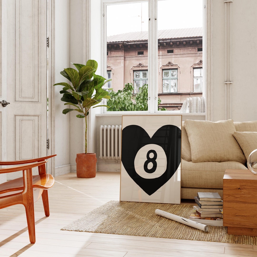 8 Ball Wall Art, Printable Lucky 8 Ball Art Print, Trendy Pool Ball ...