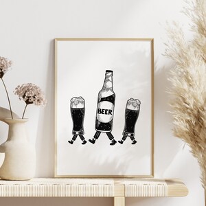 Retro Beer Wall Art, Printable Bar Cart Wall Decor, Kitchen Bar Art ...