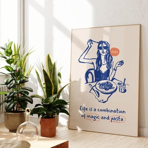 Spaghetti Woman Print, Printable Pasta Wall Art, Funny Kitchen Quote ...