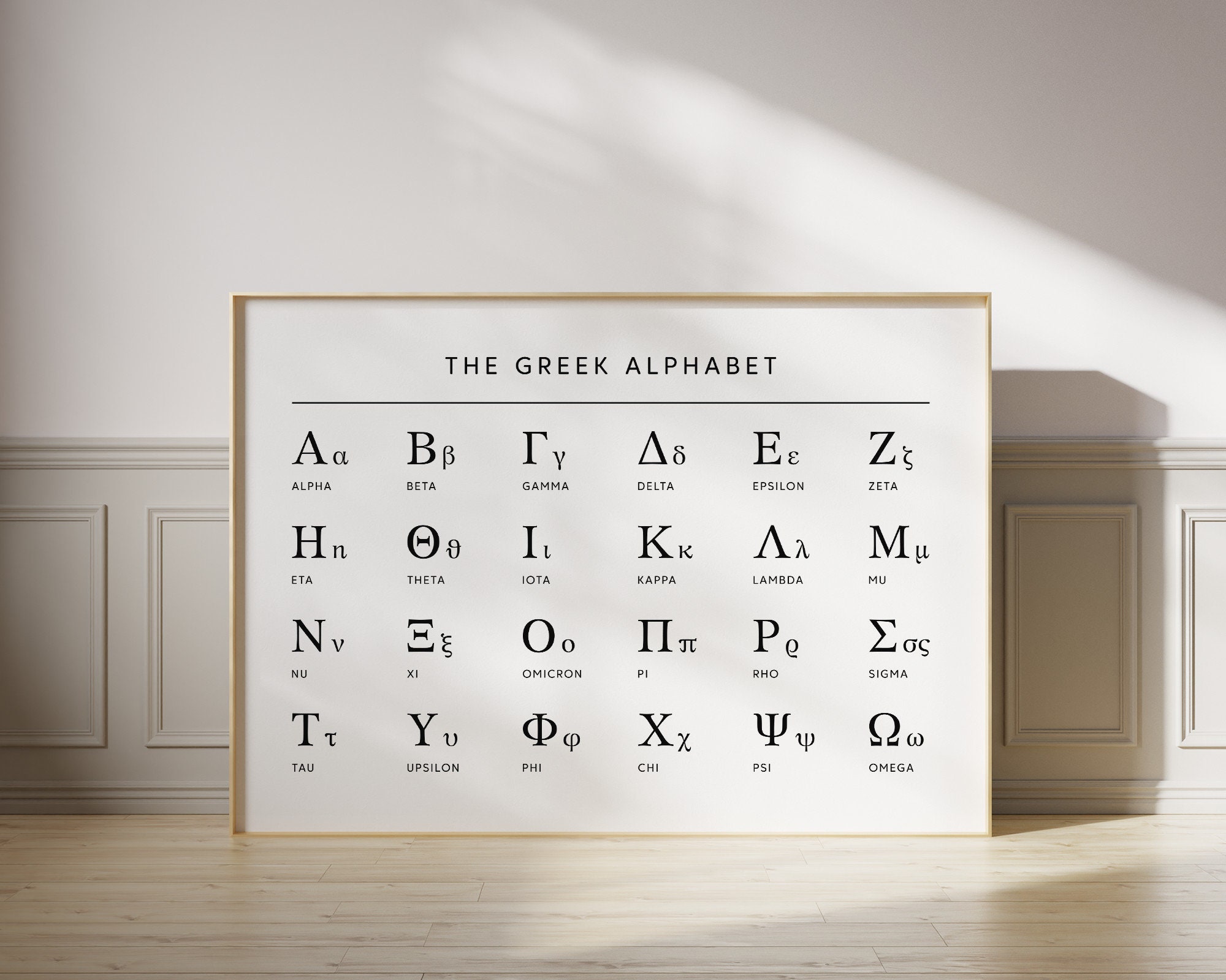 Greek Alphabet Horizontal Chart, Printable Greek Language Letters Wall ...