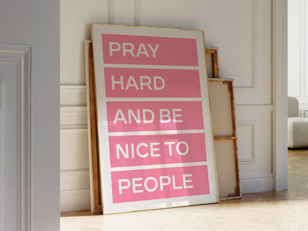 Pink Christian Print, Printable Cute Pink Prayer Wall Art, Pray Quote ...