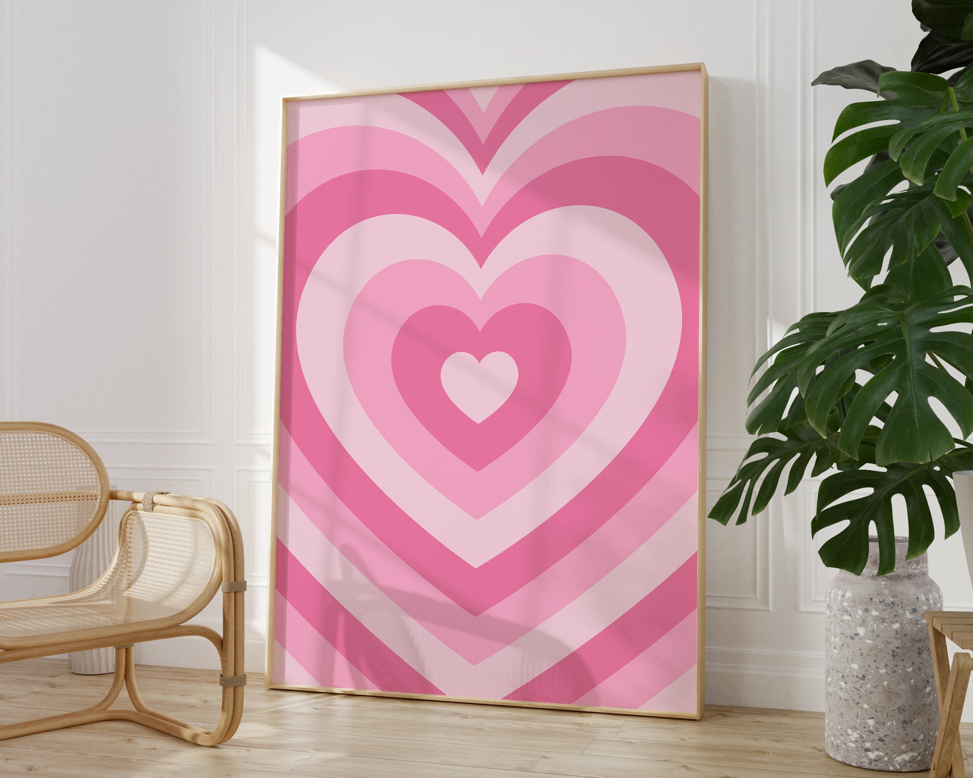 Retro Heart Wall Art Printable Trendy Pink Heart Wall Decor - Etsy