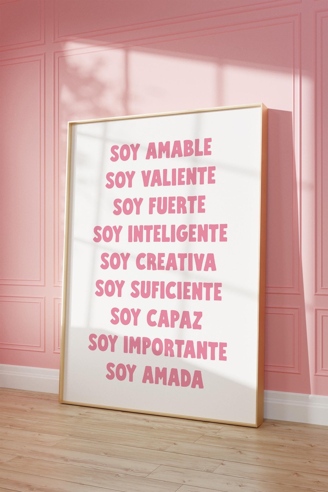 Pink Spanish Affirmations Printable Wall Art, Girls Room Decor ...