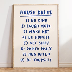 House Rules Wall Art, Printable Kids Room Wall Decor, Playroom Art ...