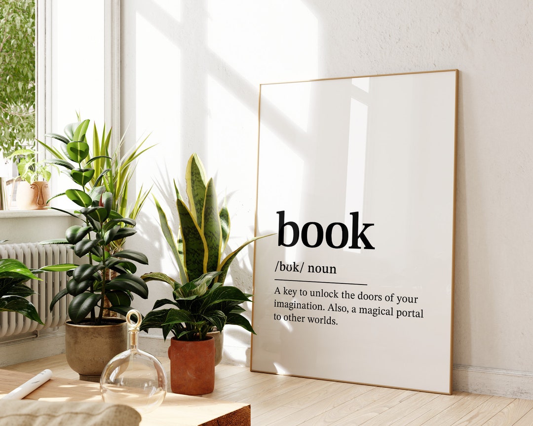 Book Definition Wall Art, Printable Bookworm Wall Decor, Funny Book ...