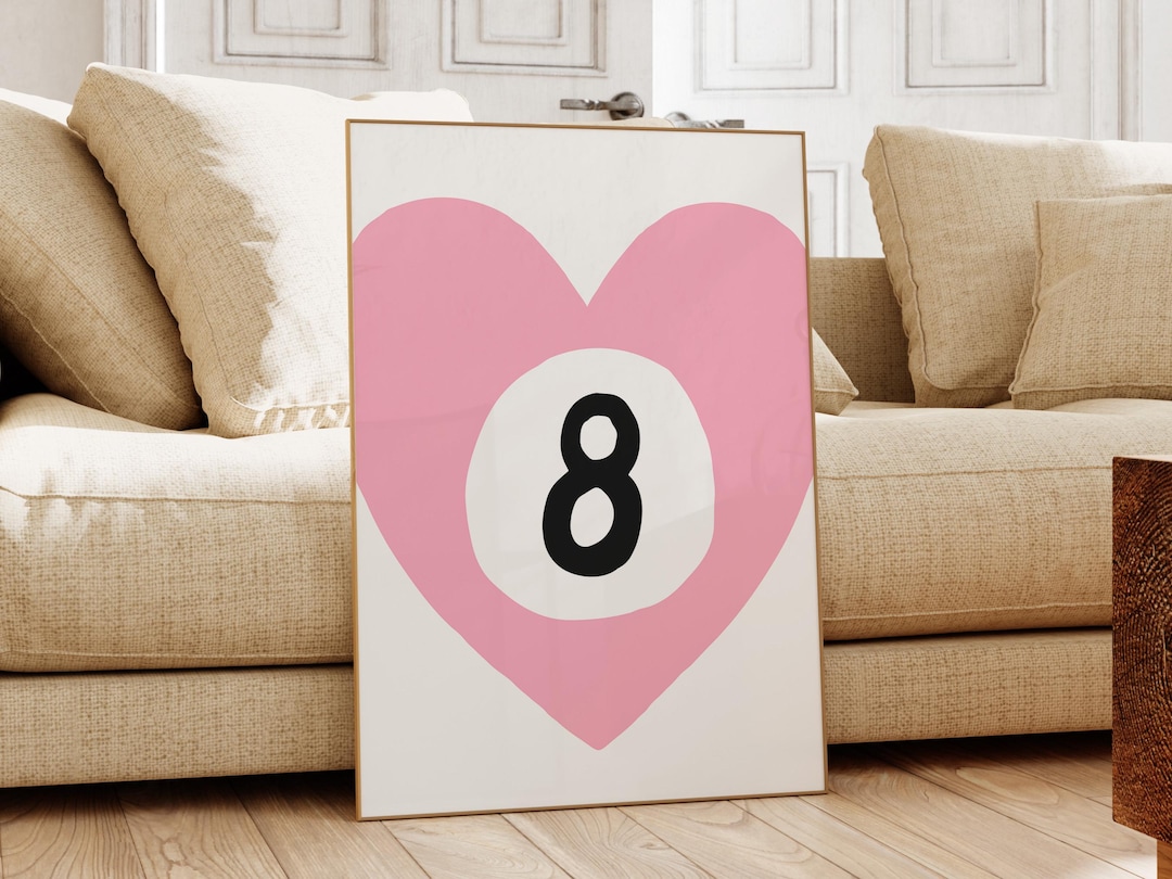 Pink 8 Ball Print, Printable Lucky 8 Ball Wall Art, Girly 8 Ball Poster ...