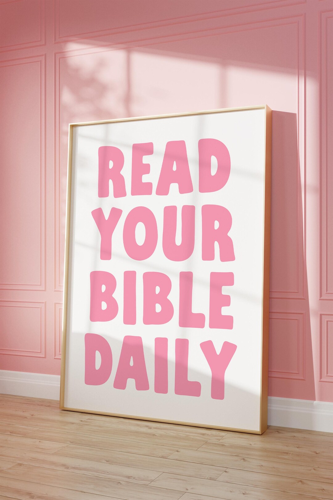 Pink Christian Nursery Art Print, Printable Cute Bible Wall Art, Pink ...