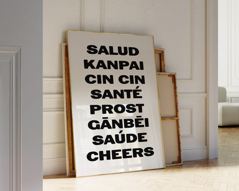 Cheers in Different Languages Wall Art, Printable Bar Cart Set of 2 Prints, Wine Glass Wall Art ...