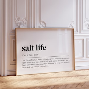 Salt Life Definition Wall Art, Printable Coastal Art Print, Surf Quote ...