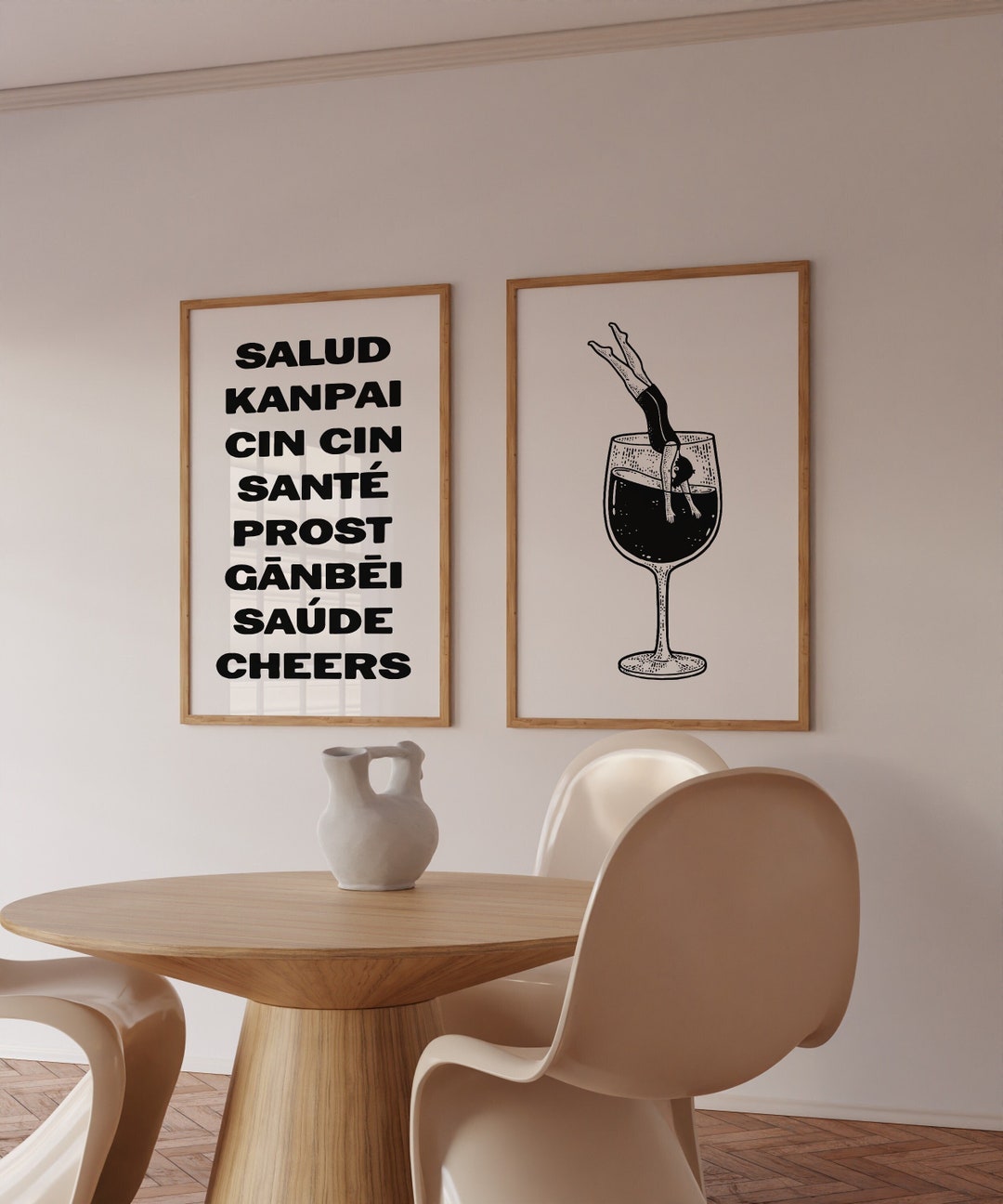 Cheers in Different Languages Wall Art, Printable Bar Cart Set of 2 Prints, Wine Glass Wall Art ...