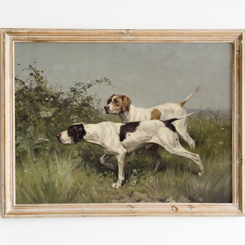 ART PRINT Vintage Dogs Oil Painting English Pointers Wall - Etsy