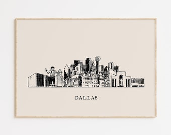 Dallas Skyline Drawing - Etsy