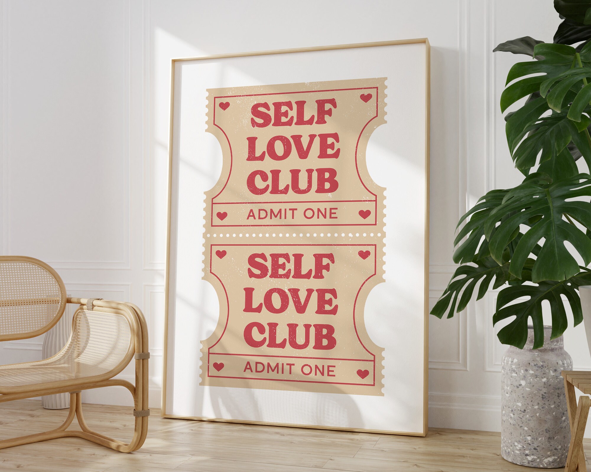 Self Love Club Printable Retro Ticket Wall Art Trendy Ticket - Etsy