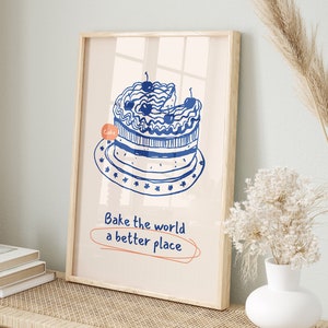 Baking Kitchen Wall Art, Printable Retro Baking Quote Wall Decor, Bake ...