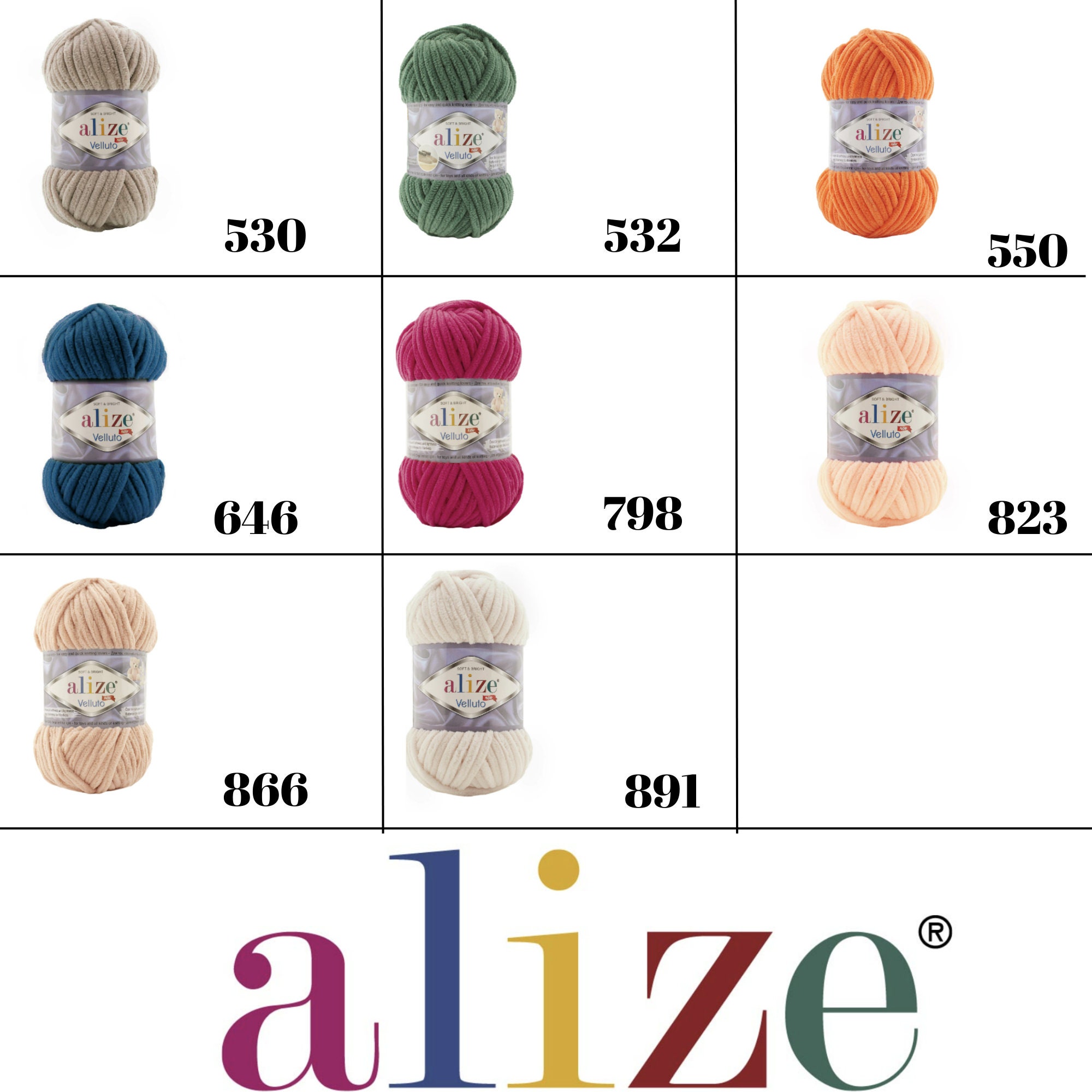 Alize Velluto Yarn Velvet Yarn Plush Yarn Knitting Yarn Baby Blanket ...