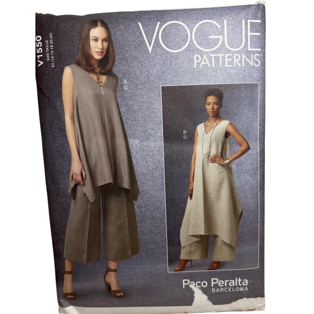 Vogue Patterns V1550 Sewing Pattern by Paco Peralta Tunic & Pants Sizes 6-22 NEW - Etsy