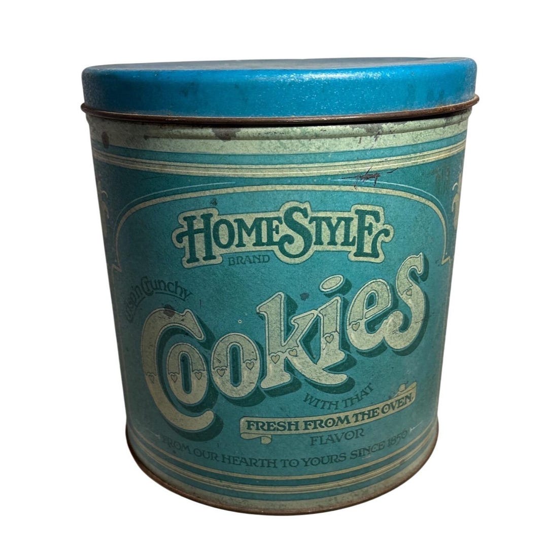 Vintage Ballonoff Blue Homestyle Brand Cookie Tin Metal Storage ...