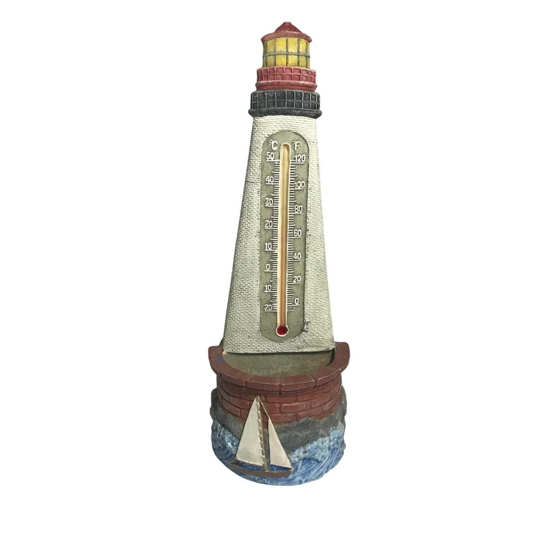 Vintage Spoontique Hanging Lighthouse Thermometer Nautical Hand-painted ...