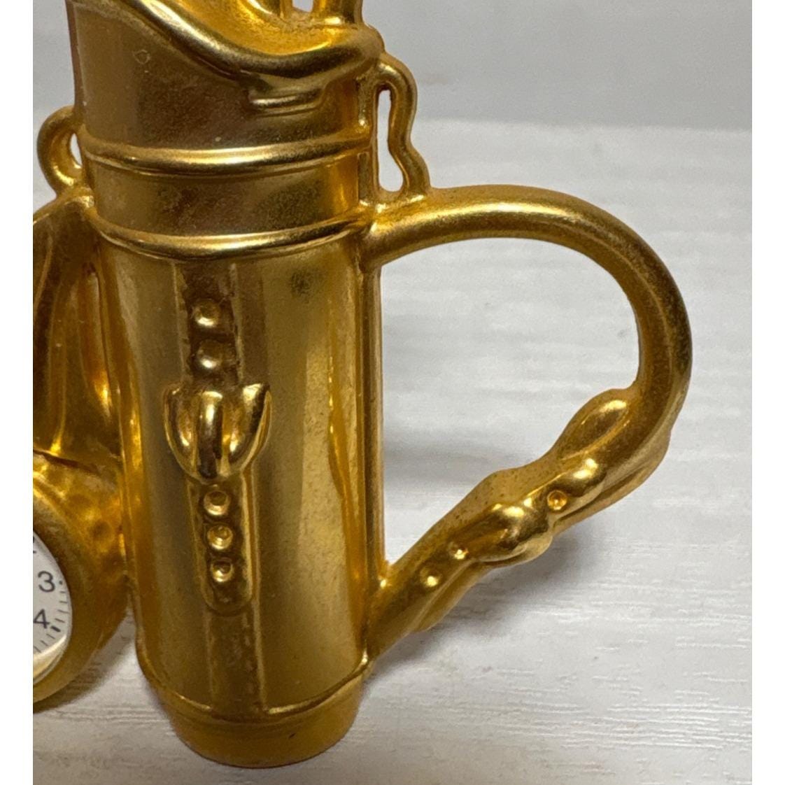 Miniature Gold Golf Bag Clock Cardinal Quartz Desk Decor 3.5" Novelty ...
