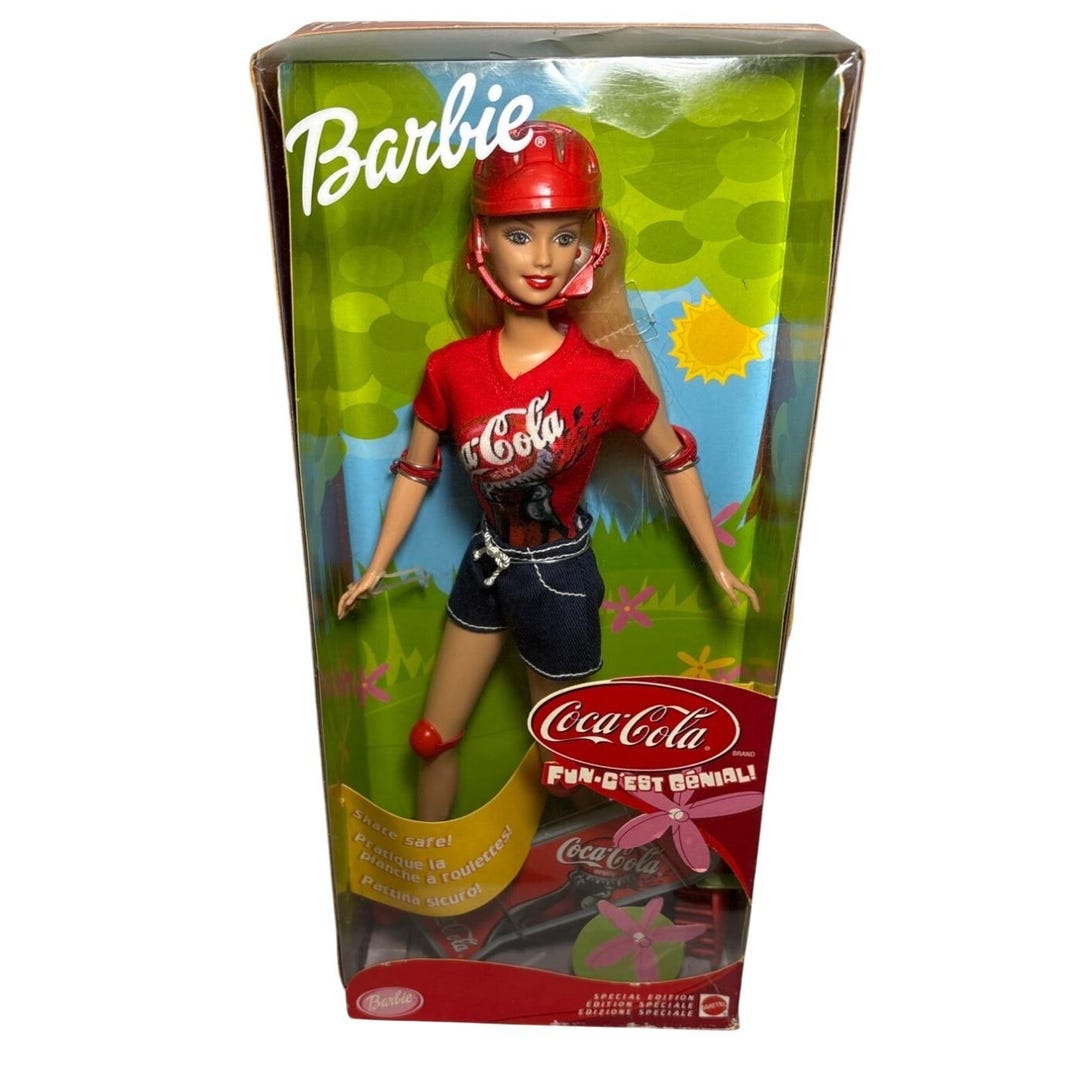 Barbie Coca Cola Doll Special Edition Red Helmet & Skateboard by Mattel ...