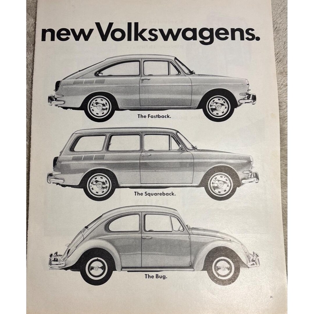 1960s Volkswagen Advertisement Double Page Fastback Squareback & Bug ...