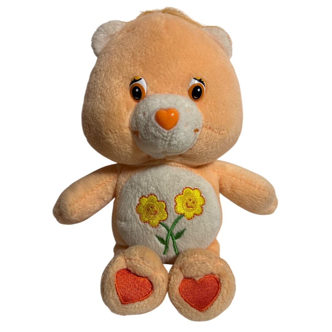 Care Bears Plush Friendship Bear Embroidered Flowers Orange & White ...