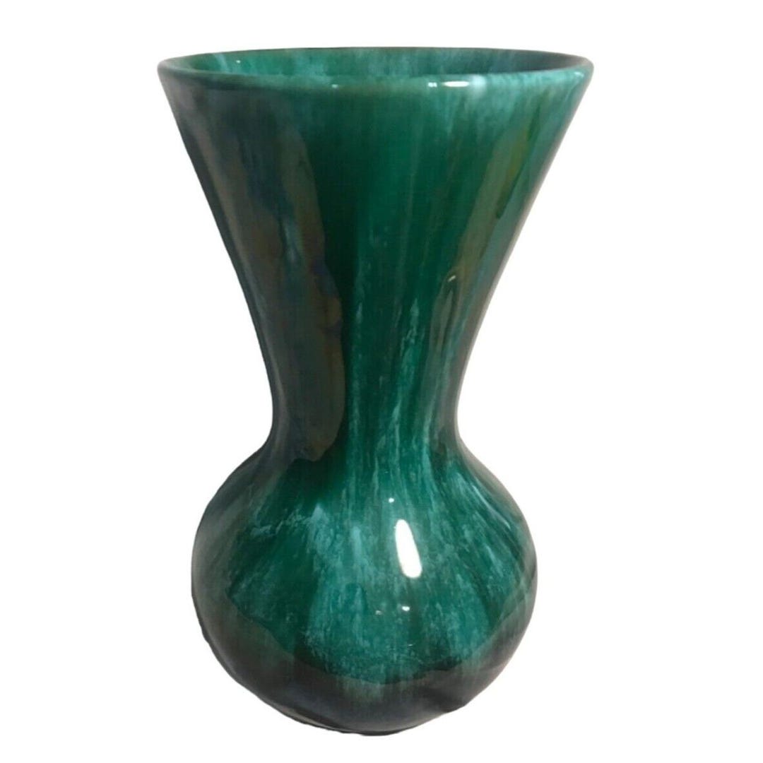 Blue Mountain Pottery Vase 9” Drip Glaze Green Black Bulb BMP ...