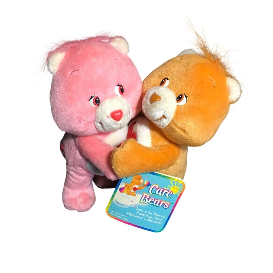 VTG Care Bears Hugging Pair Plush Love A Lot & Tenderheart Bear 20th ...