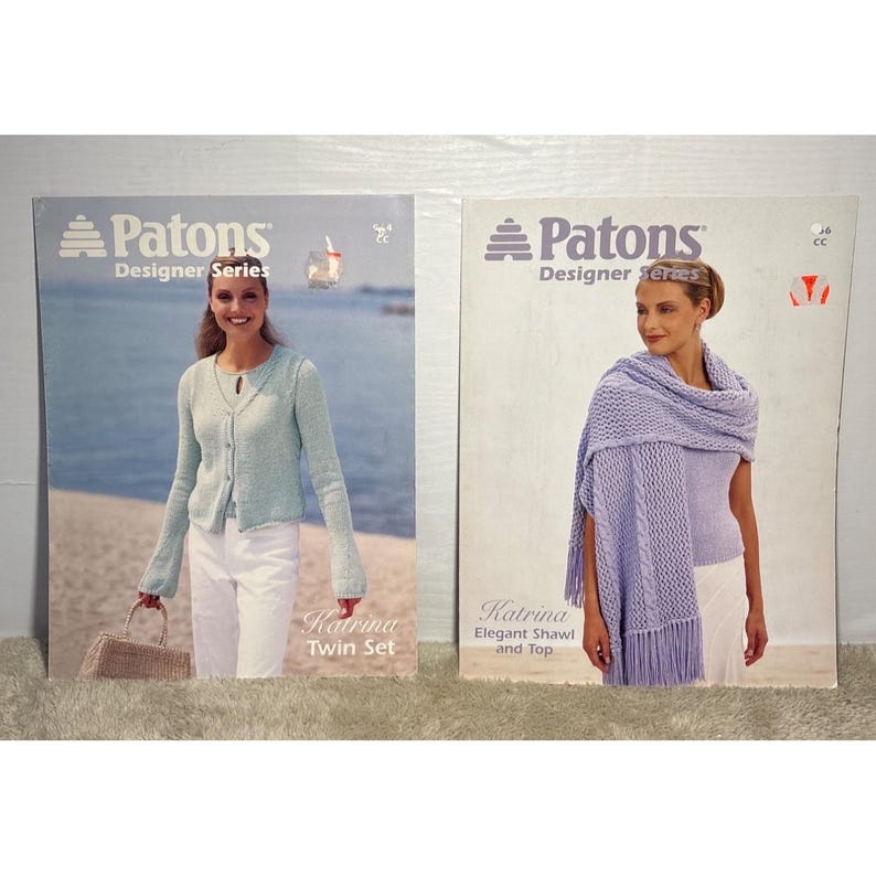 Patons Designer Series Knitting Patterns Katrina Twin Set AND Elegant ...